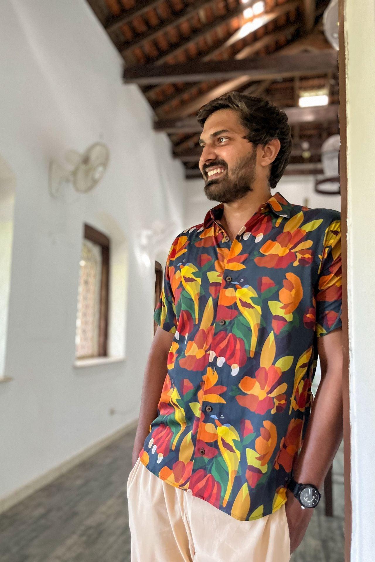 Goa Countryside Artist Print Organic Cotton Shirt | Siesta o'Clock